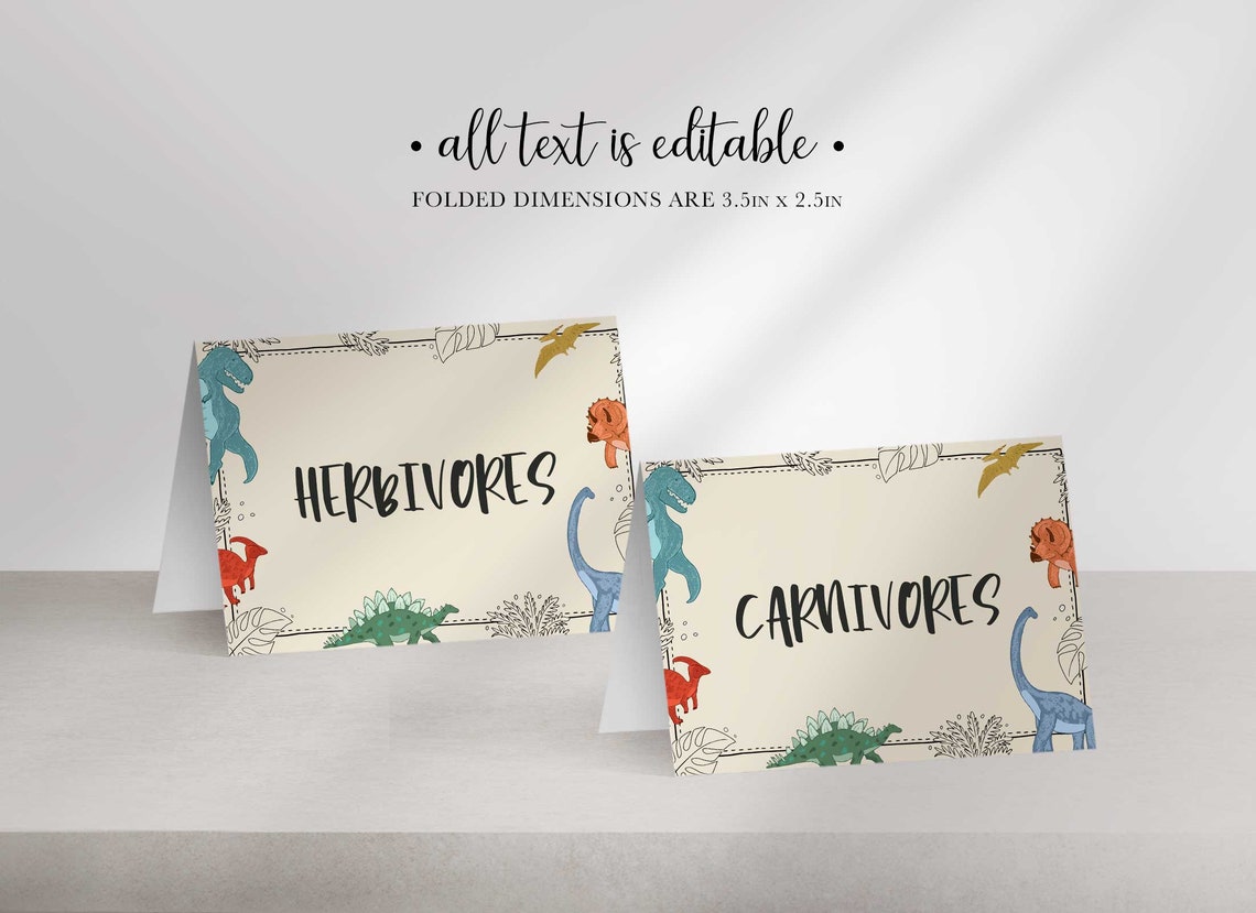 Editable Dinosaur Birthday Party Food Labels | Edit Yourself | T-rex ...