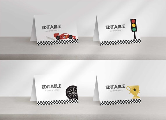 ANY COLOR Editable Race Car Birthday Food Table Labels | Instant ...
