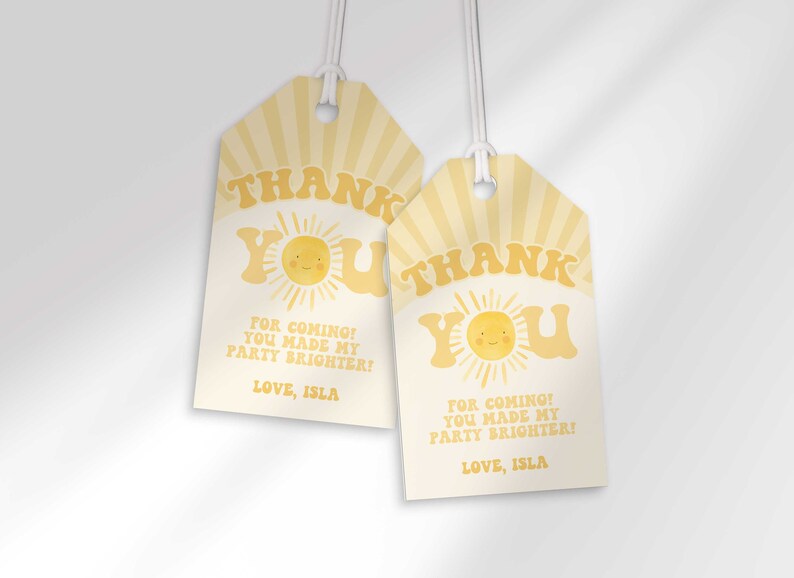 Editable Sun Birthday Thank You Tag to Edit at Corjl.com Sun - Etsy