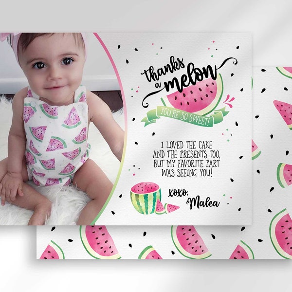 Watermelon Thank You Cards Template - Etsy