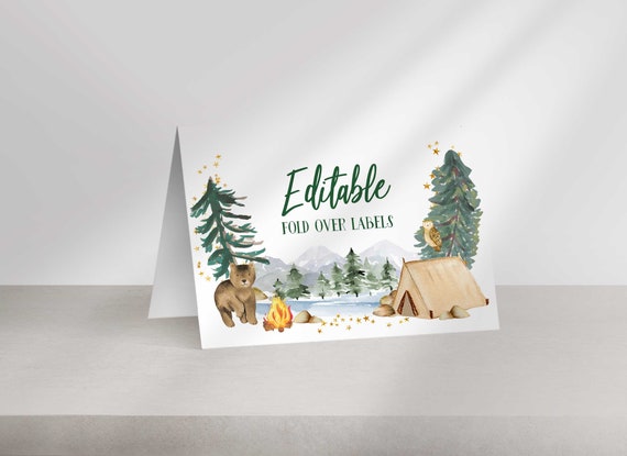 Editable Happy Camper Birthday Table Tent Labels for Instant Download ...