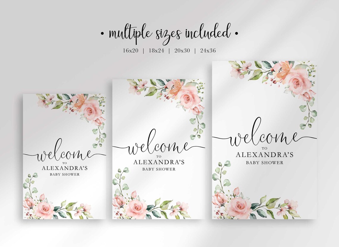 Editable Rose Welcome Sign Template to Edit Yourself at | Etsy