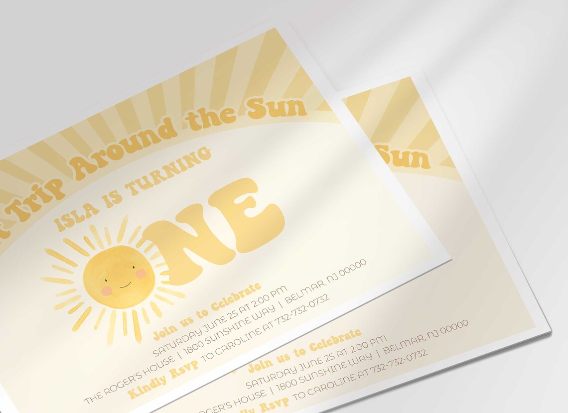 Editable First Trip Around the Sun Birthday Invitation | Etsy