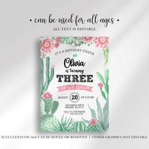 Editable Succulent Birthday Invitation Template Instant Download for ...