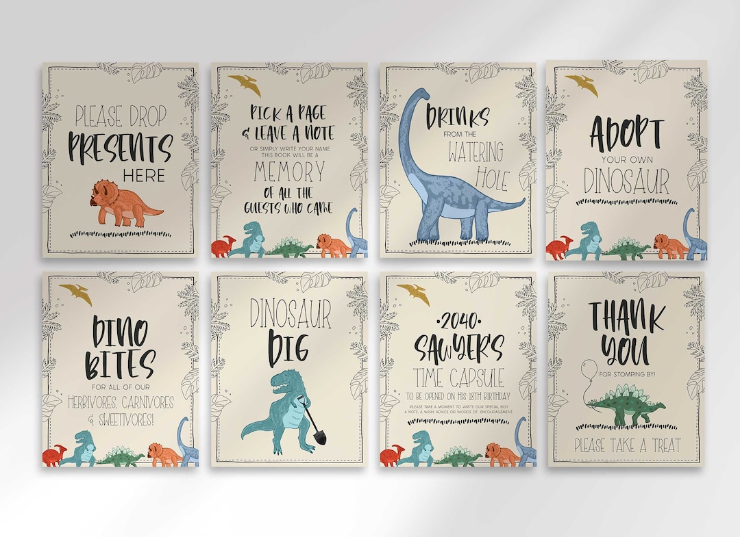 Dinosaur Party Sign Package: Editable Dino Decor (digital Download) - Etsy