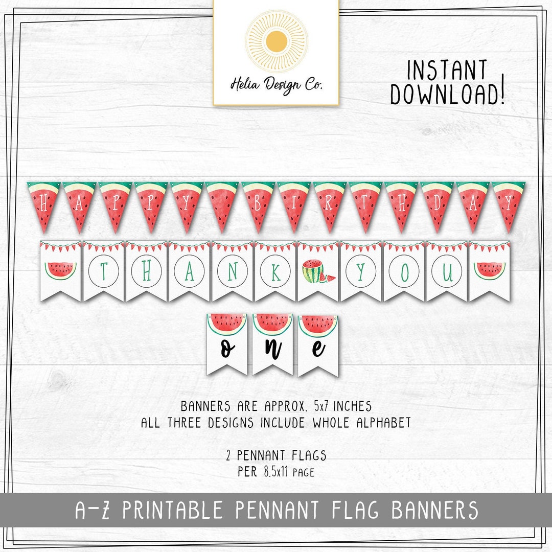 Watermelon Pennant Banners Watermelon Birthday Watermelon - Etsy