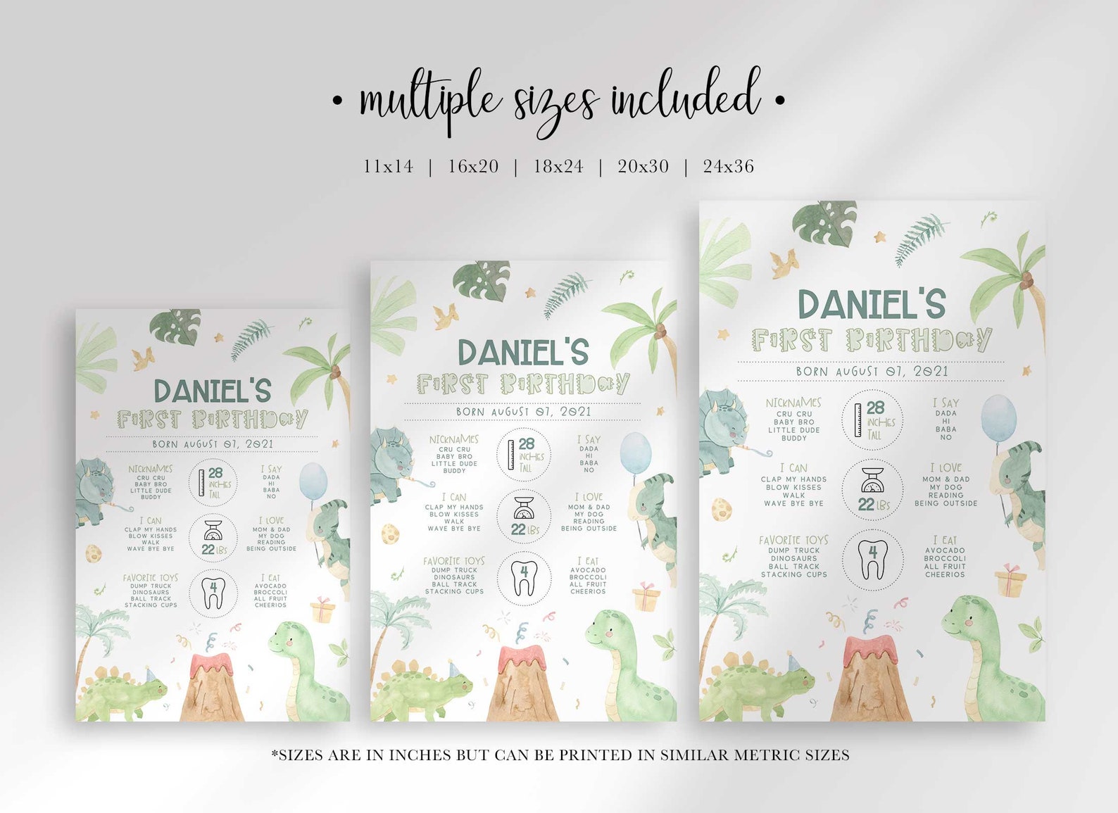 Editable Dinosaur Birthday Board Template Instant Download for - Etsy