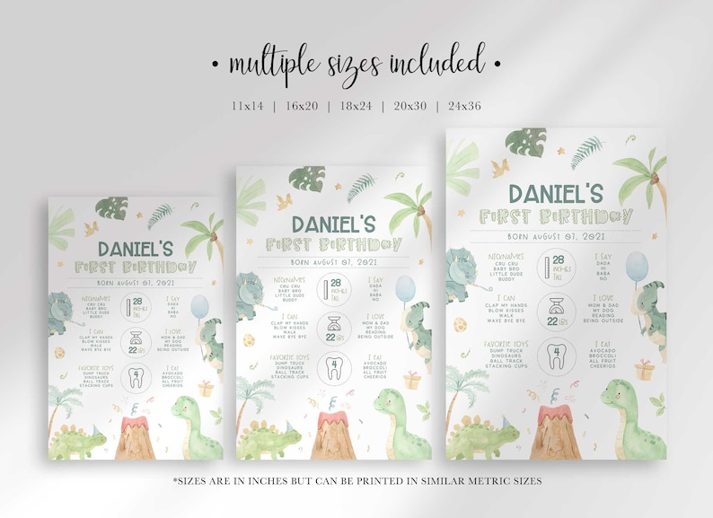 Editable Dinosaur Birthday Board Template Instant Download for - Etsy