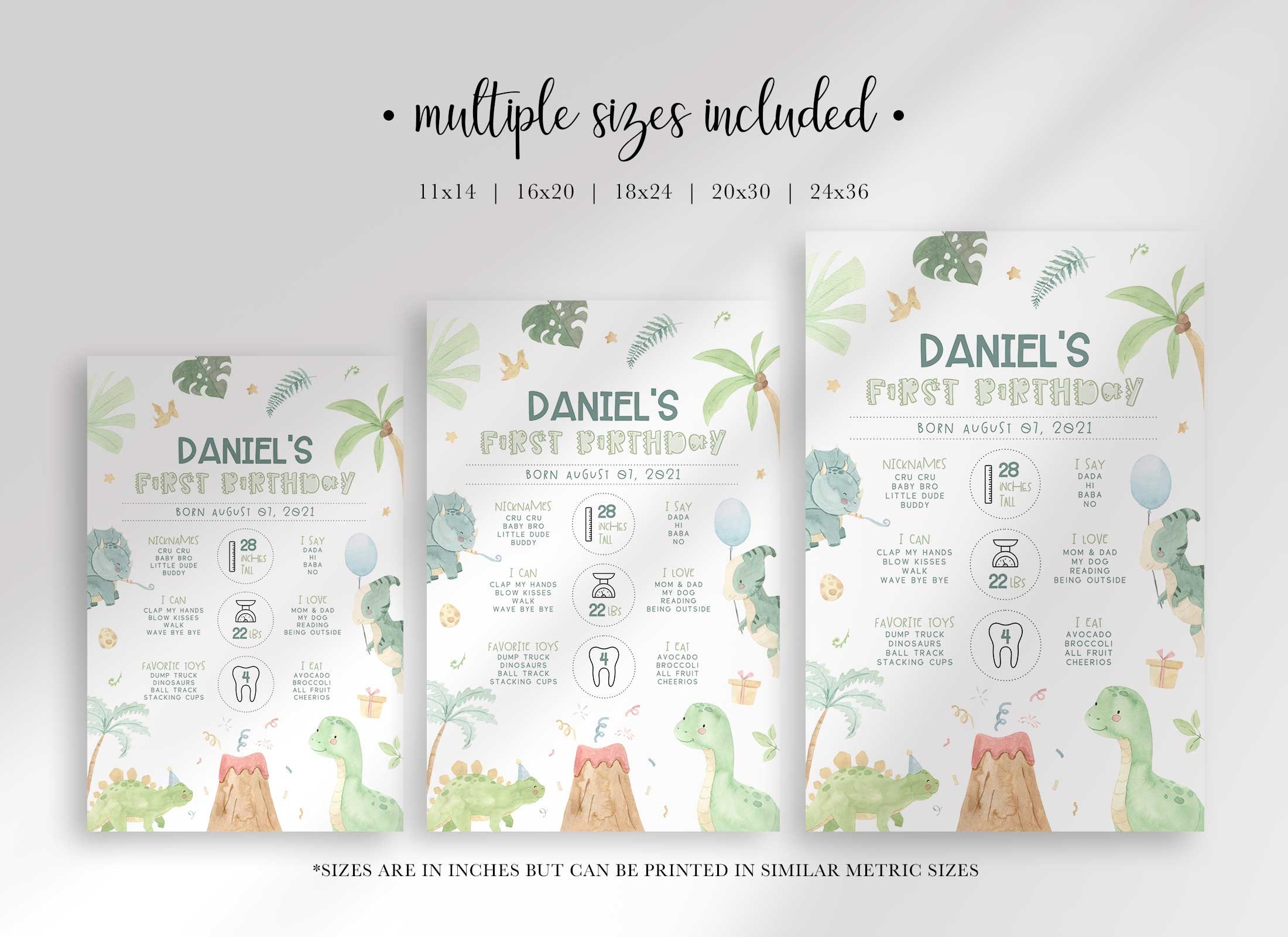 Editable Dinosaur Birthday Board Template Instant Download for - Etsy