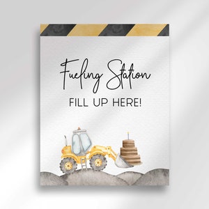 Fueling Station 8x10 Construction Birthday Party Sign for Digital ...