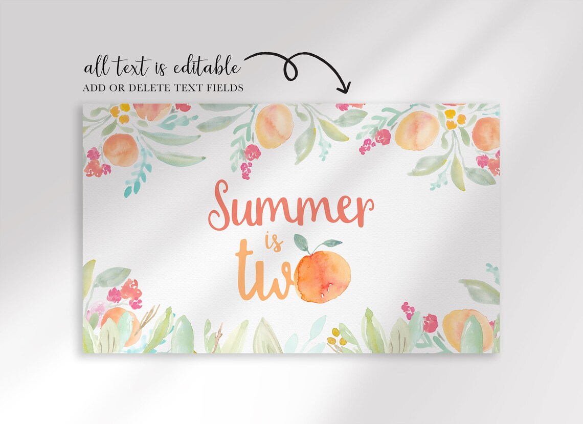 Editable Peach Backdrop Poster for Any Age | Peach Banner | Instant ...