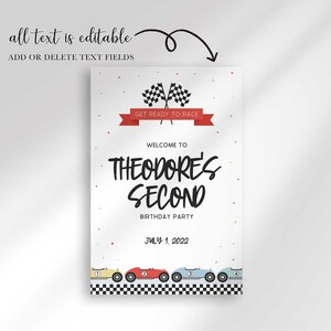 Editable Race Car Welcome Sign Template for Instant Download | Create ...