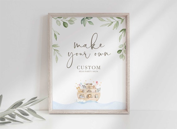 Editable Noah's Ark Sign Digital Download Size 8x10 | Noah's Ark Baby ...