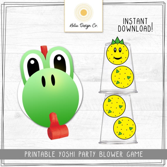 Yoshi Party Blower Game for Super Mario Birthday Theme | Instant ...