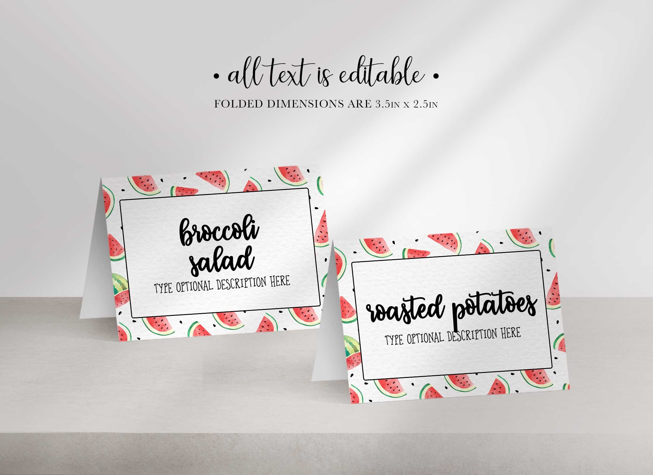 Editable Watermelon Table Labels to Edit Yourself for Instant | Etsy