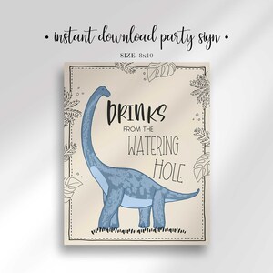 Watering Hole Dinosaur Party Sign 8x10 | Digital Download | Printable ...