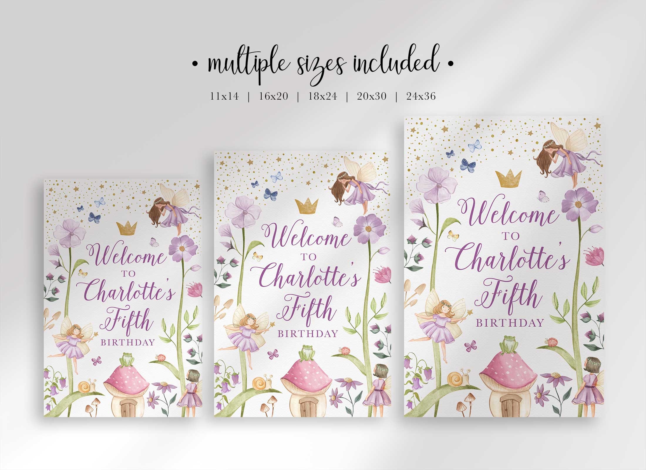 Editable Fairy Princess Welcome Sign Template Instant Download Purple ...