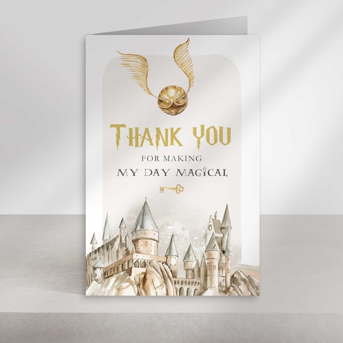 Wizard Themed Thank You Card Template Editable Flat and - Etsy