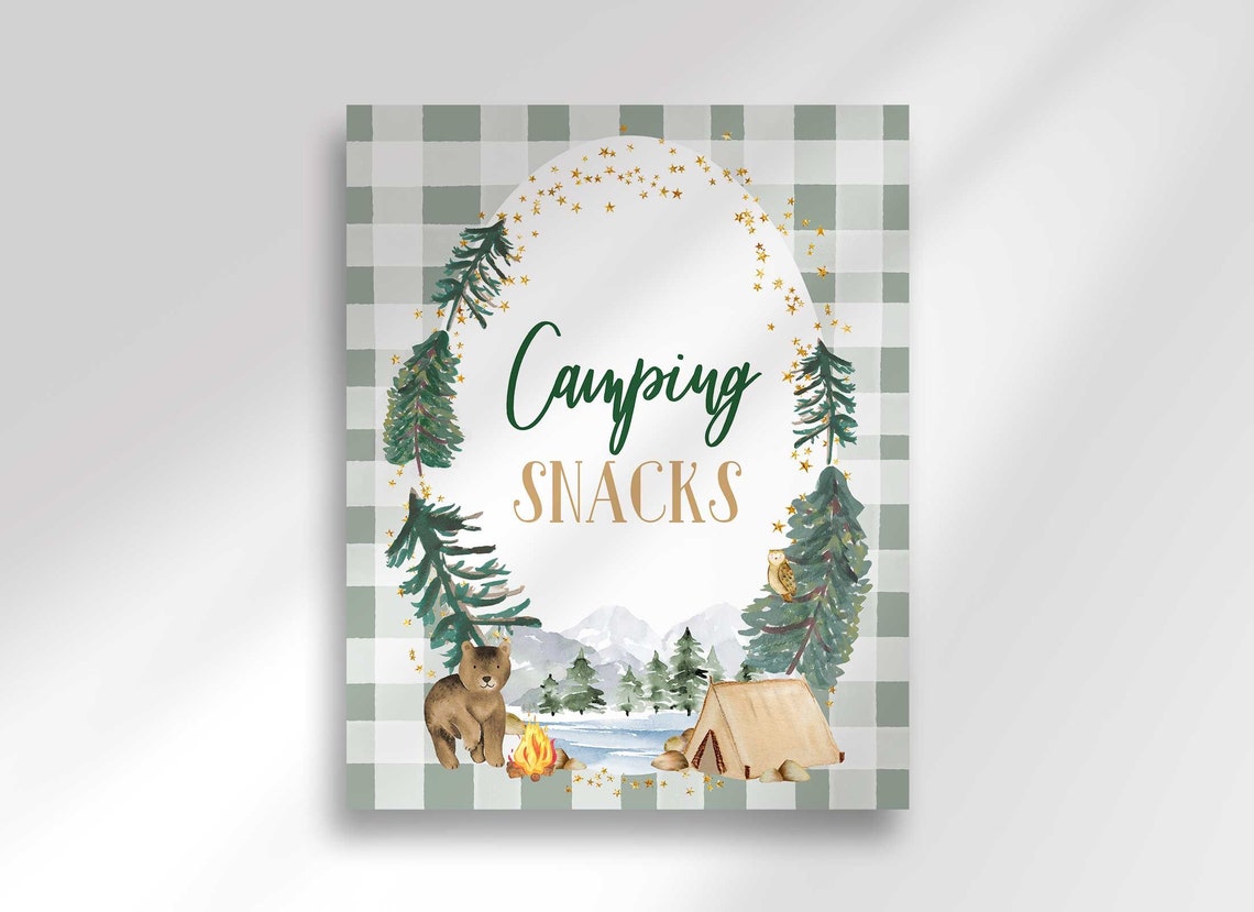 Camping Snacks 8x10 Party Sign Instant Download for One Happy | Etsy