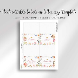 Editable Fairy Birthday Fold Over Labels: Printable DIY (digital ...