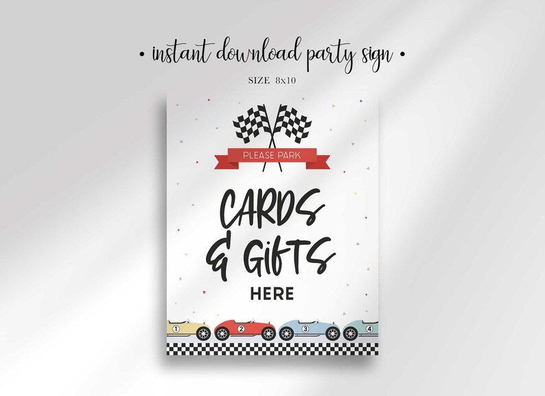Park Cards and Gifts Here Party Sign for Race Car Birthday - Etsy