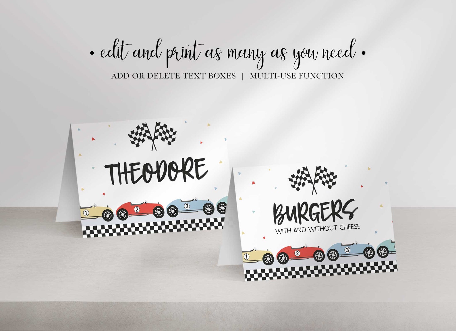 Editable Race Car Birthday Food Table Labels Instant - Etsy