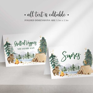 Editable Editable Camper First Birthday Table Tent Labels for Instant ...