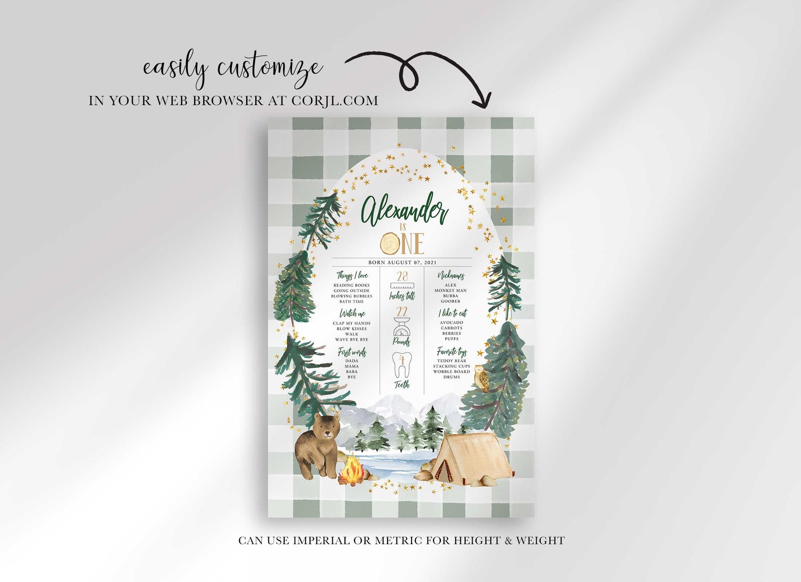 Editable Camping Birthday Board Milestone Chart - Etsy