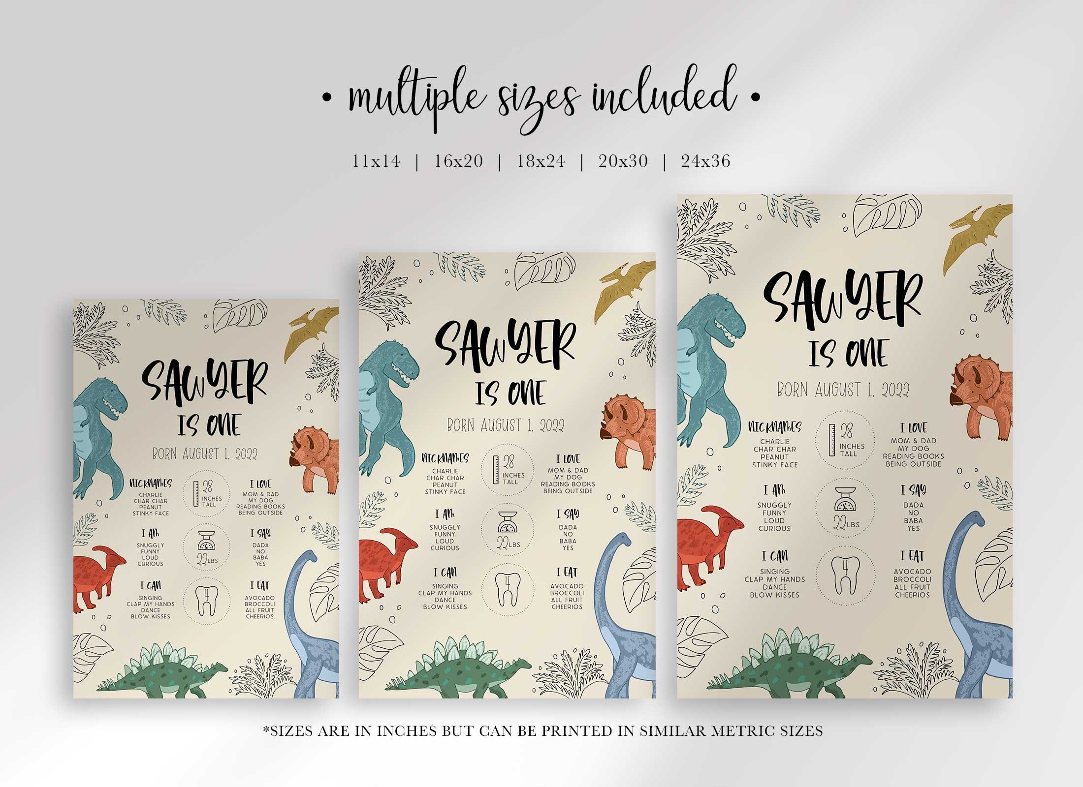 Editable Dinosaur Birthday Board Template Instant Download - Etsy