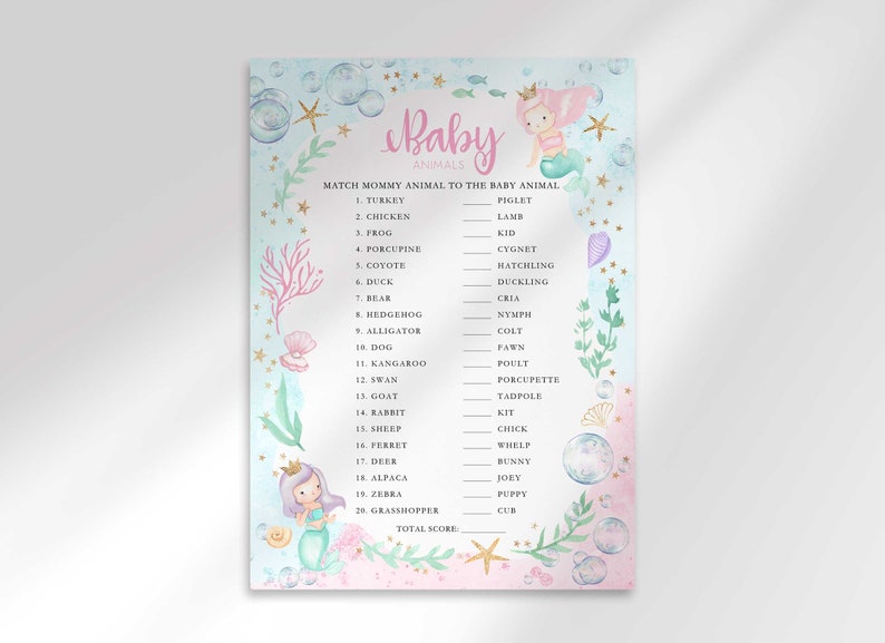 Editable Mermaid Baby Shower Game Bundle (digital Download) - Etsy