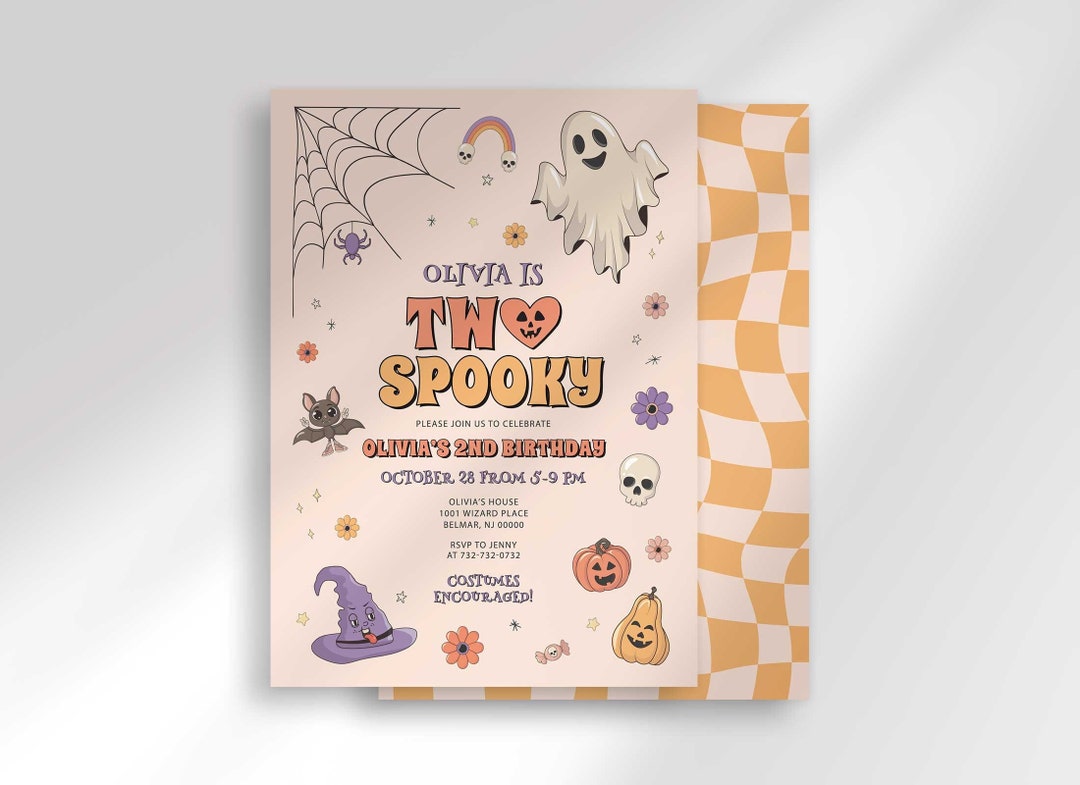 Two Spooky Birthday Invitation Template: Halloween Party (digital ...
