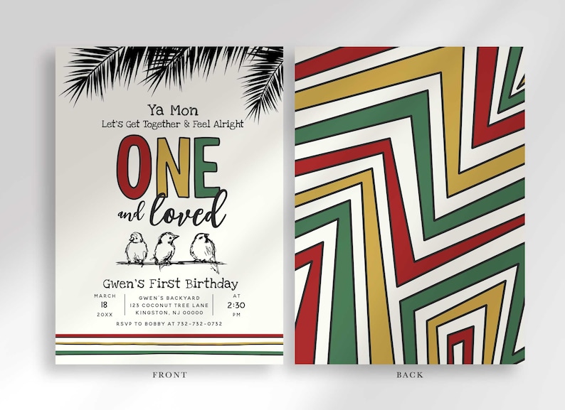 Editable One and Loved First Reggae Birthday Invitation - Etsy