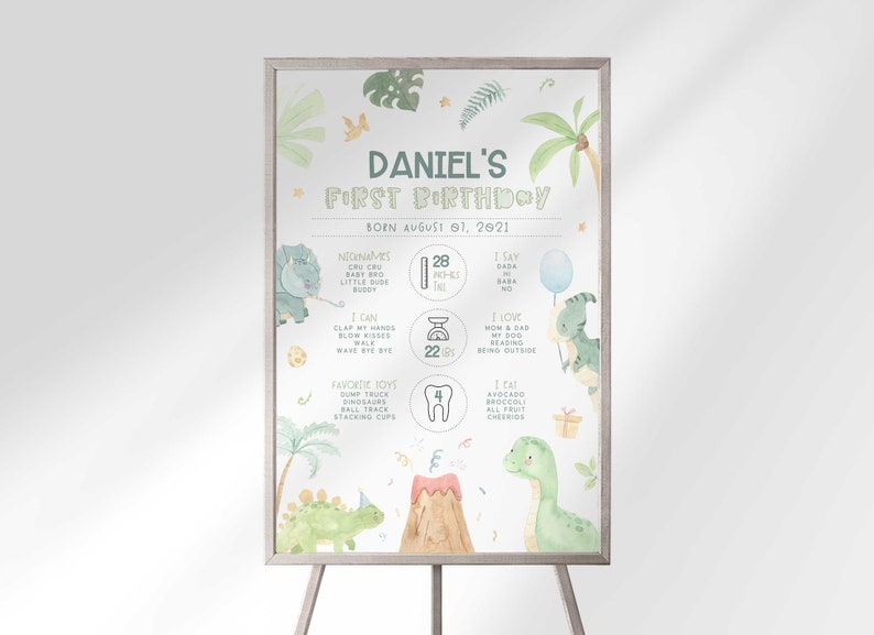 Editable Dinosaur Birthday Board Template Instant Download for - Etsy