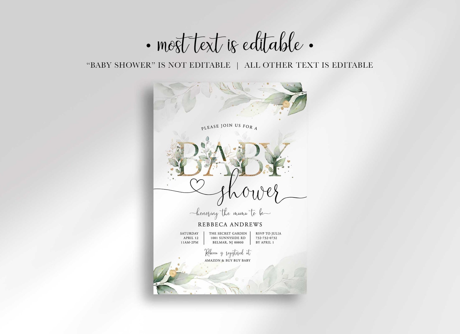 Editable Baby Shower Invitation Template to Edit Yourself at | Etsy