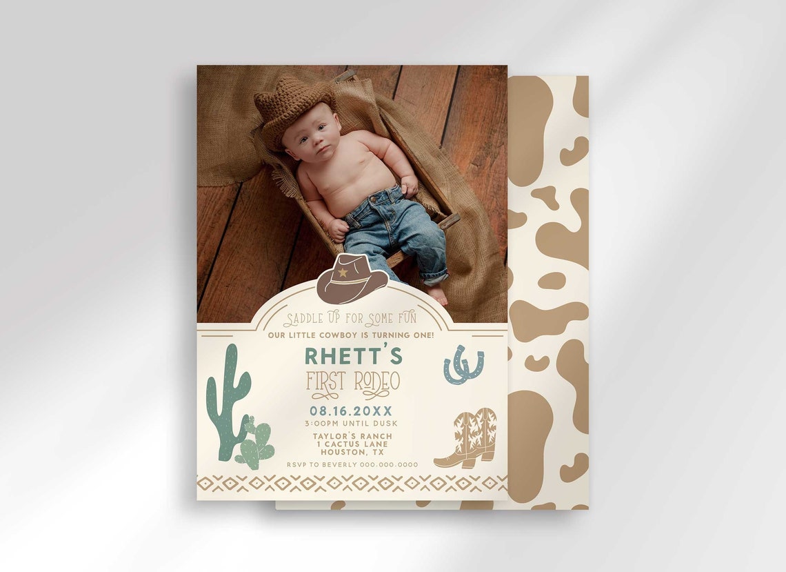 Editable First Rodeo Birthday Invitation Template Instant - Etsy