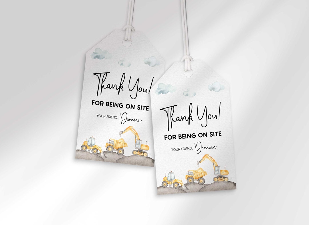 Editable Construction Favor Tags | Thank You Tags | Edit and Print ...