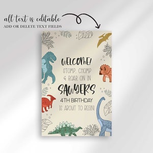Editable Dinosaur Welcome Poster Template for Instant Download | Create ...