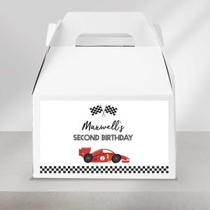Editable ANY COLOR Race Car Birthday Gable Box Labels Edit Yourself ...