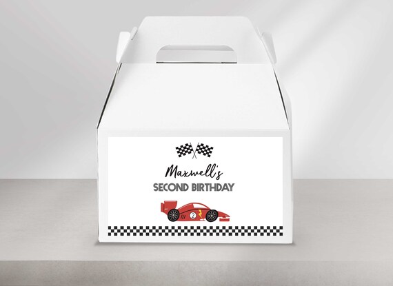 Editable ANY COLOR Race Car Birthday Gable Box Labels | Edit Yourself ...