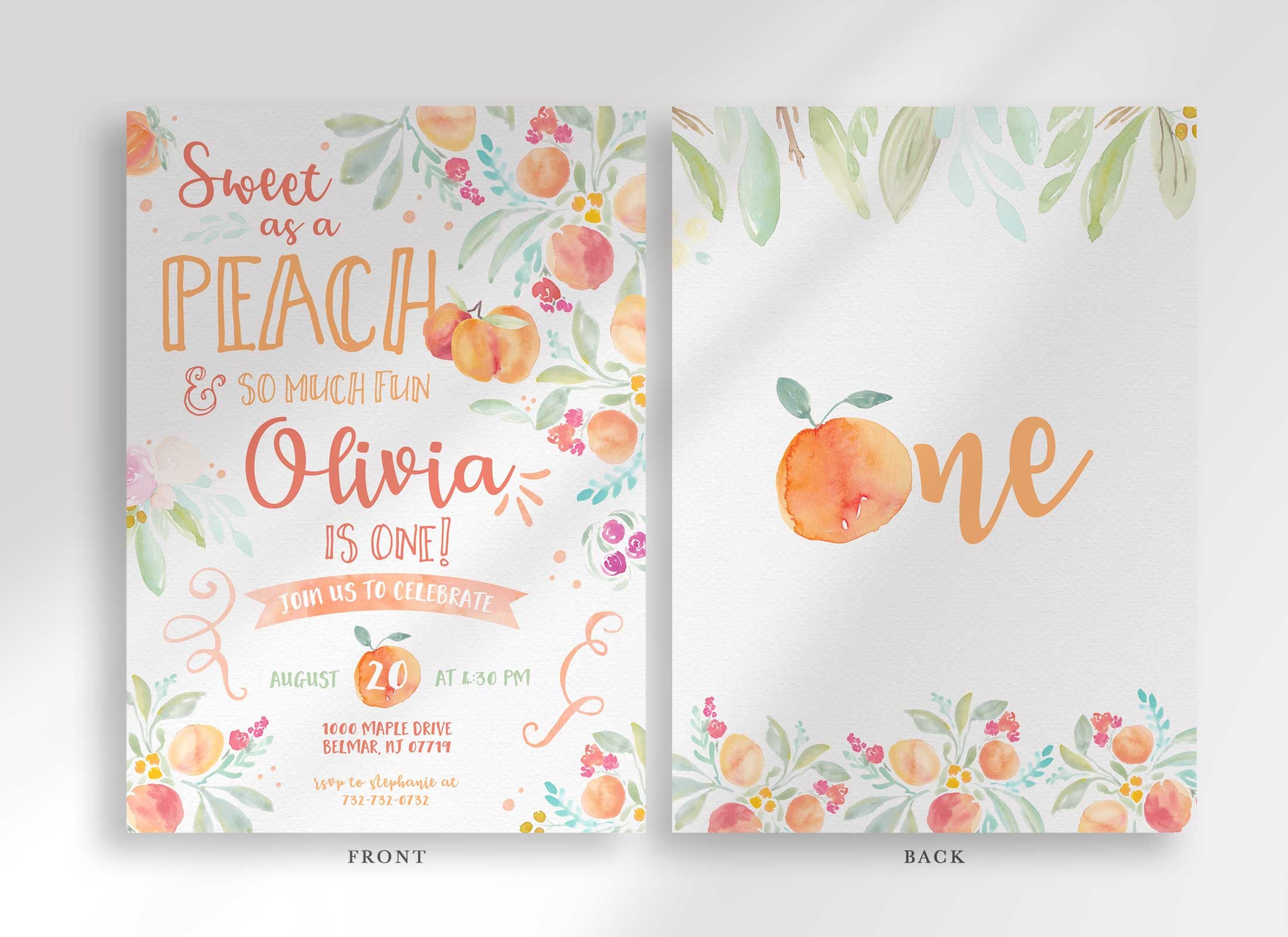 Peach Birthday Invitation Template for Any Age Edit Yourself - Etsy