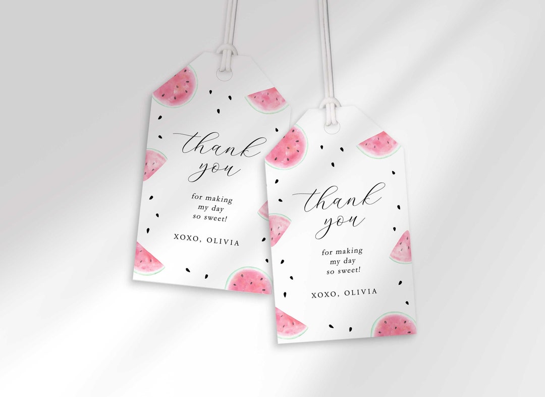 Editable Watermelon Party Favor Tags Watermelon Thank You Tag ...