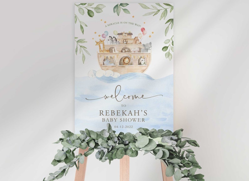 Editable Noah's Ark Baby Shower Welcome Sign Template to - Etsy