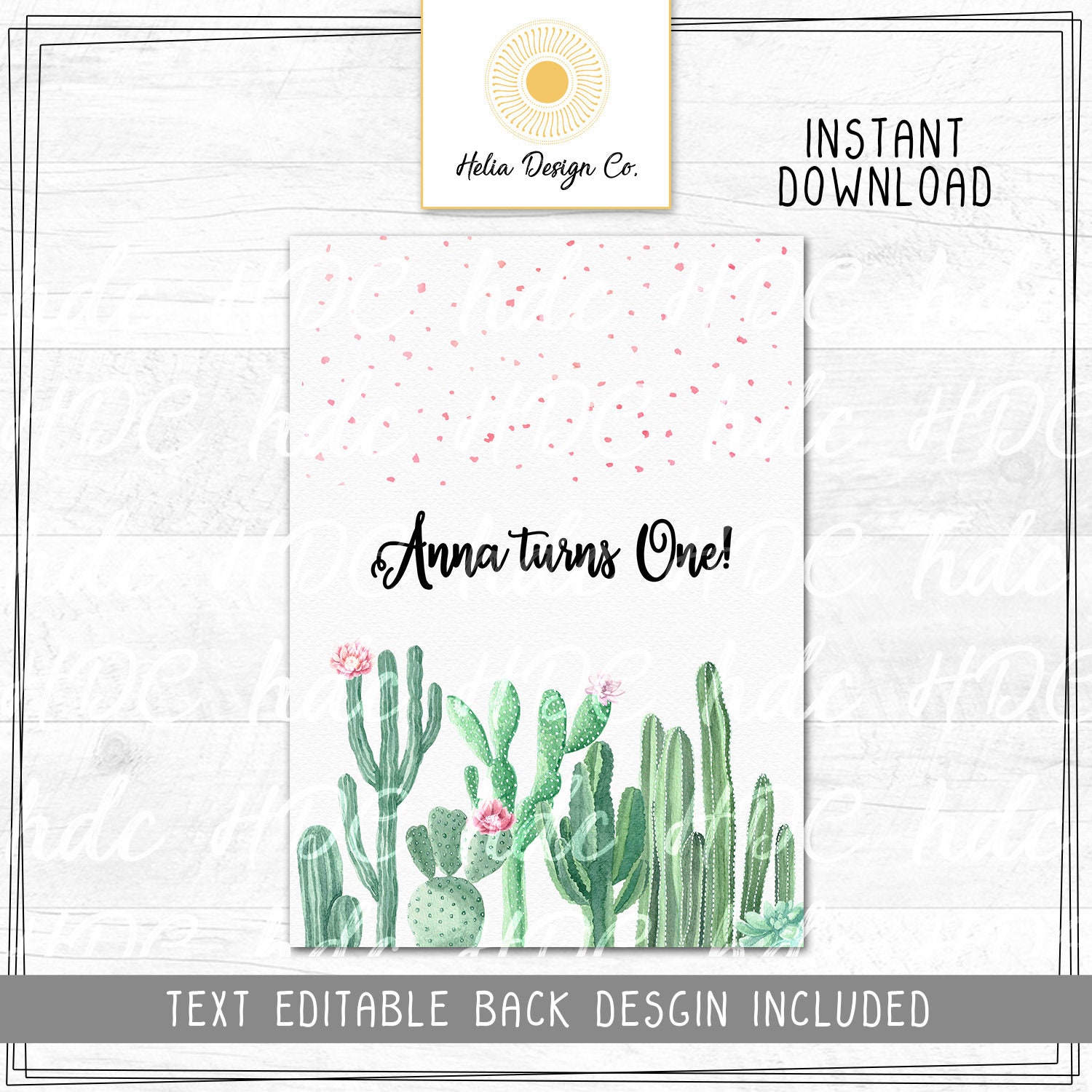 Editable Succulent Birthday Invitation Template Instant | Etsy