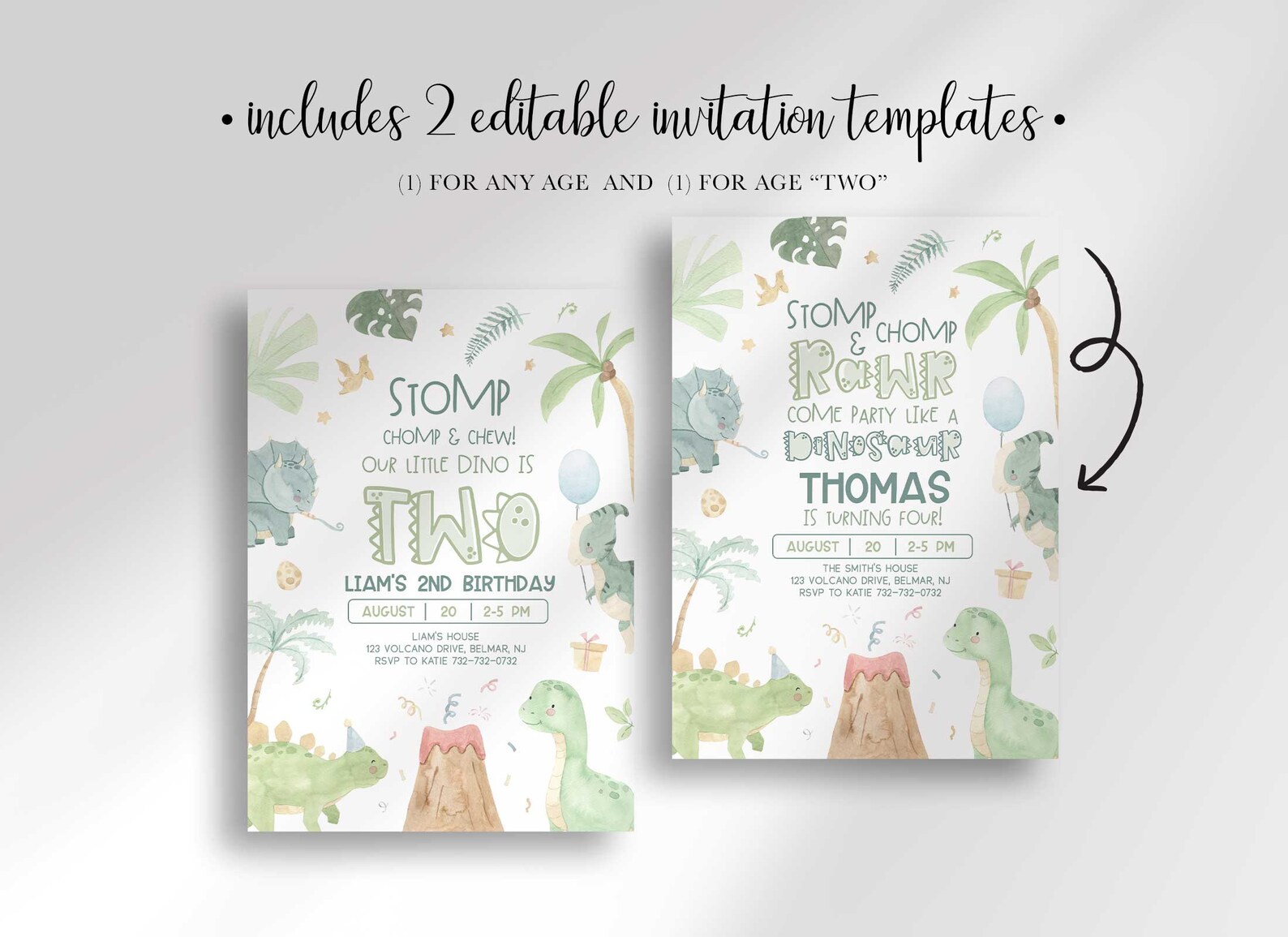 Editable Dinosaur Birthday Party Bundle Works for Any Age - Etsy