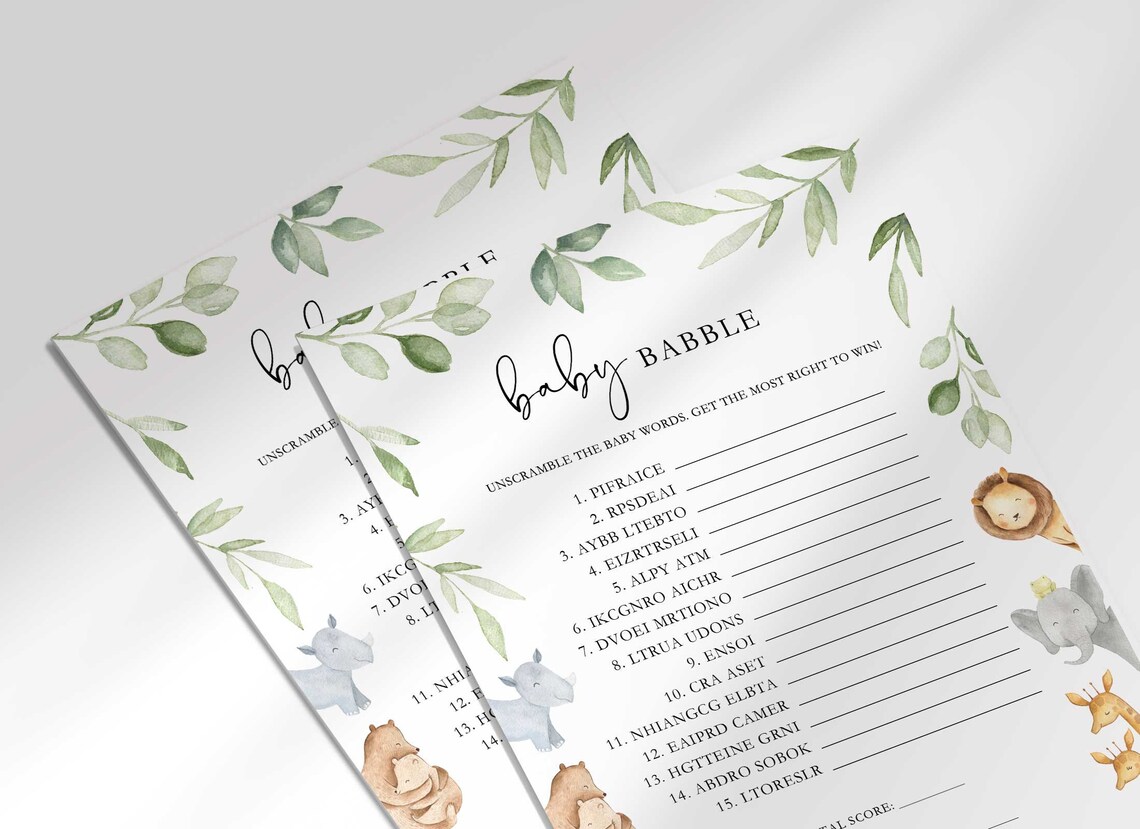 Noah's Ark Baby Shower Game: Word Scramble Babble (digital Download) - Etsy
