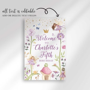 Editable Fairy Princess Welcome Sign Template Instant Download | Edit ...