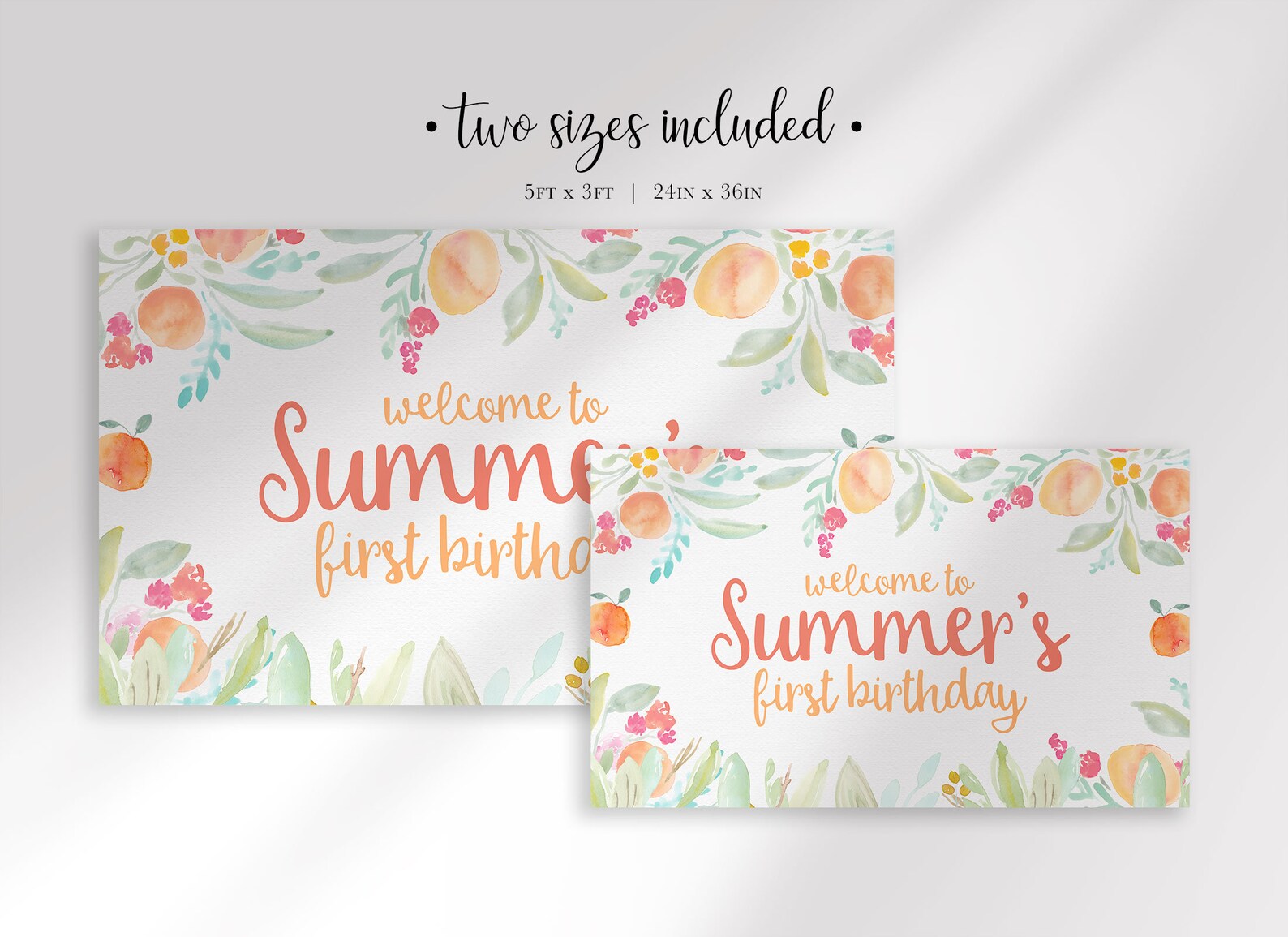 Editable Peach Backdrop Poster for Any Age Peach Banner - Etsy