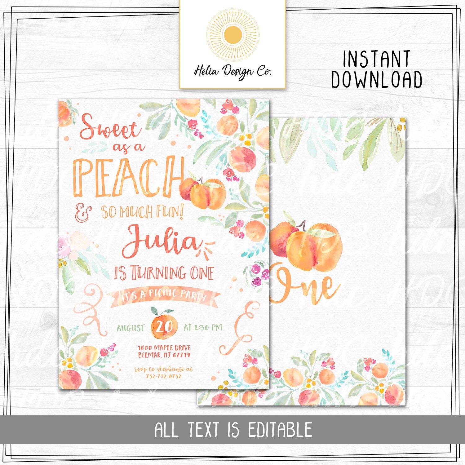 Peach Birthday Invitation Template for Any Age Edit Yourself | Etsy