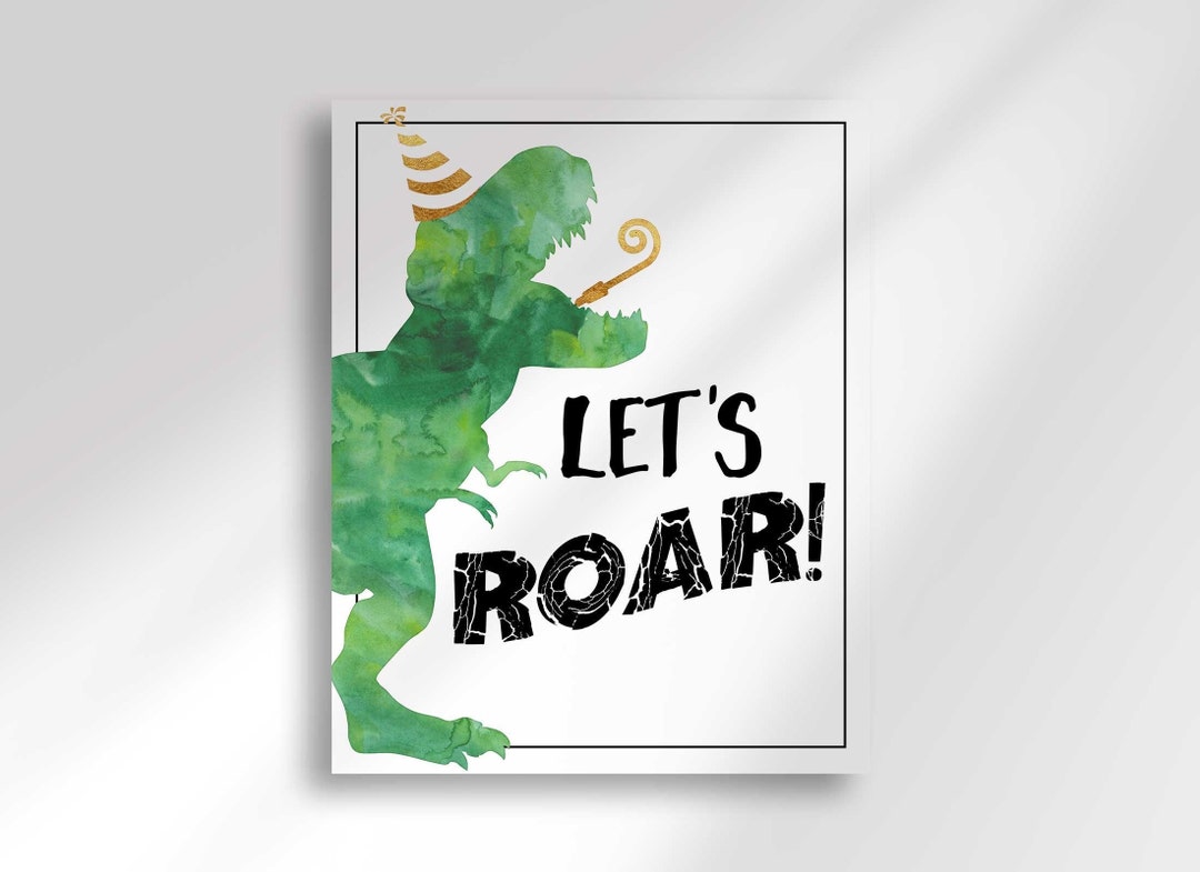 Dinosaur Birthday Party Sign | Let's Roar | 8x10 | Digital Download ...