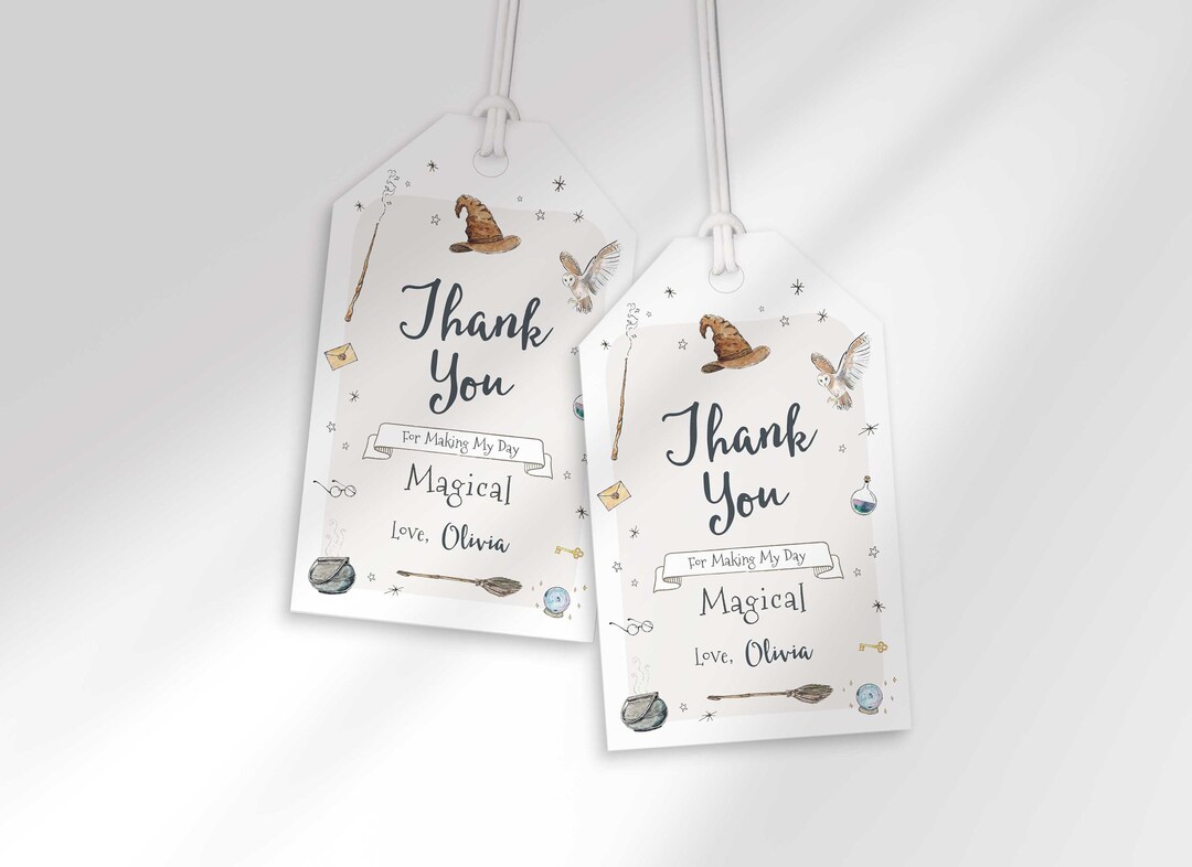 Wizard Thank You Tags: Editable Party Favor (digital Download) - Etsy